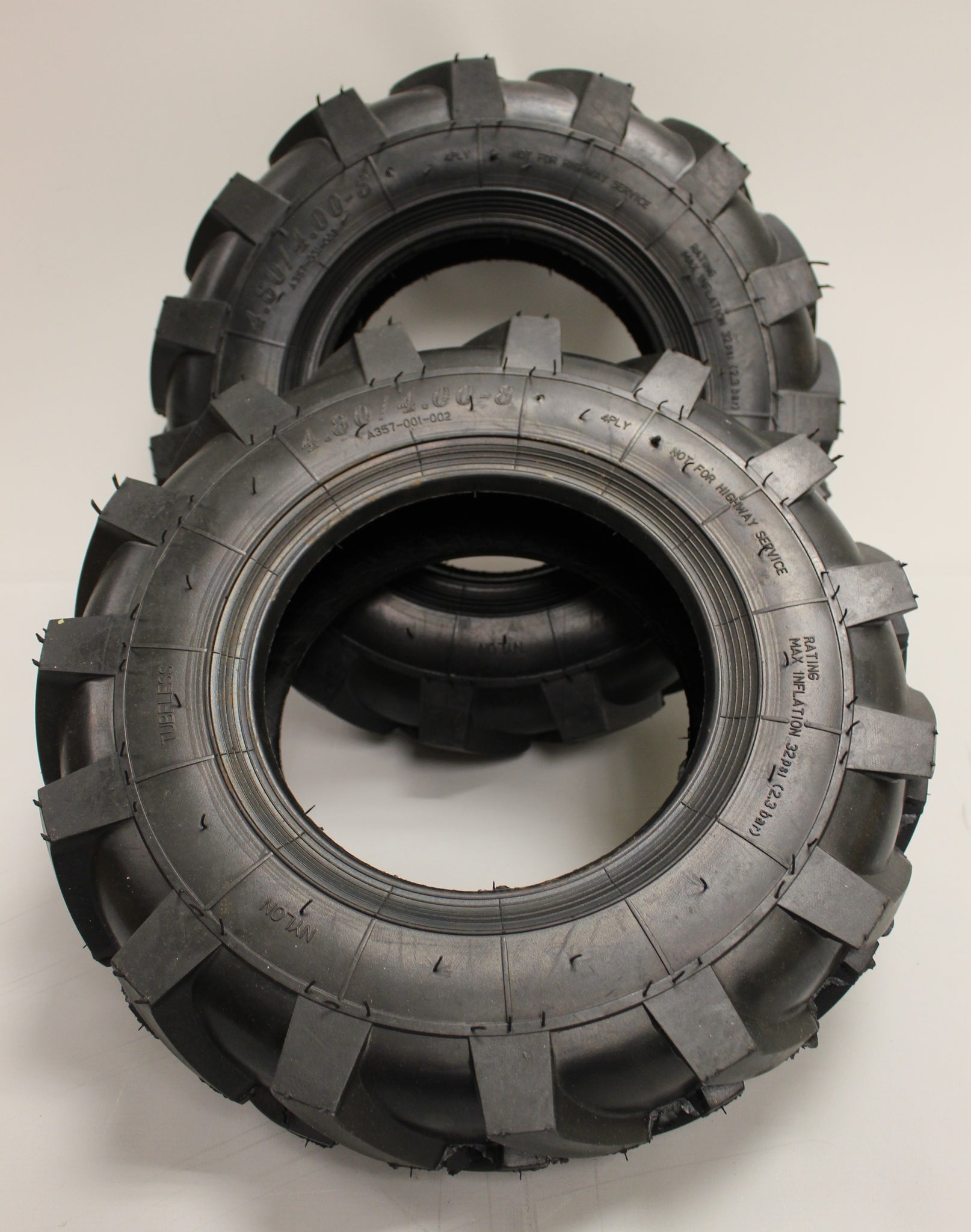 Set of 2 4.80/4.00-8 Utility Lawn Garden Tires - 4 Ply - Tubeless - Ne ...