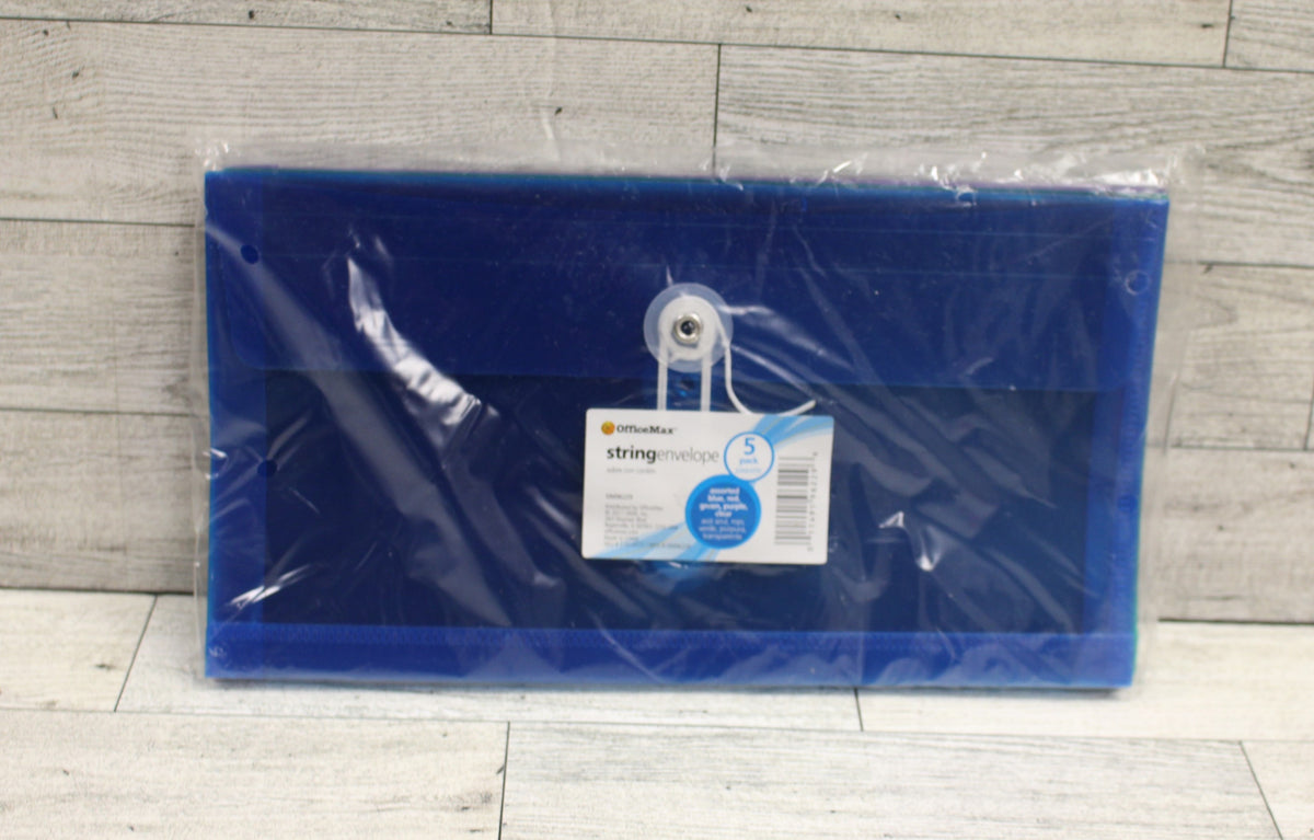 OfficeMax Poly Filing Button String Envelope - Assorted 5 Pack - 10x6 ...