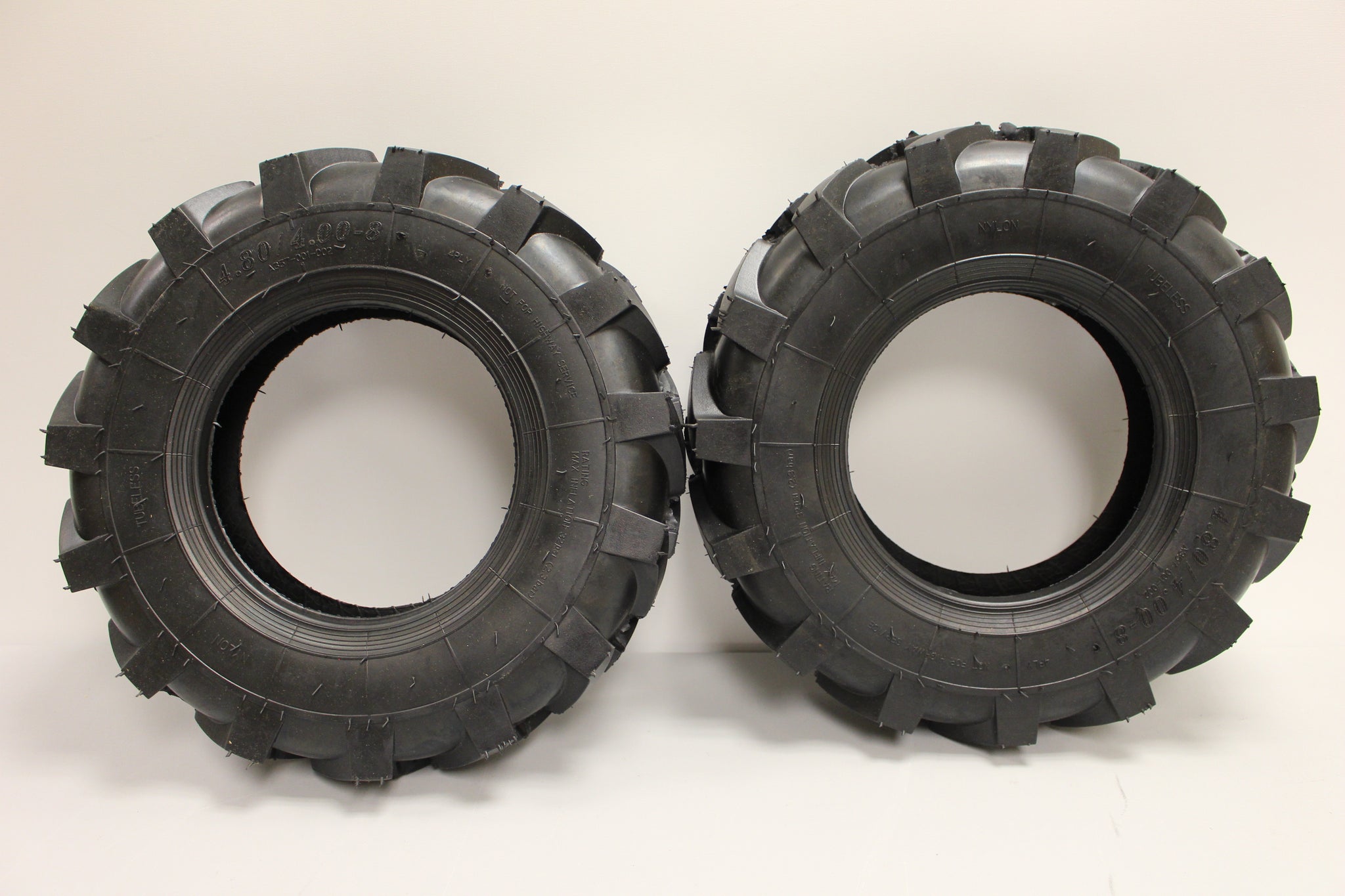 Set of 2 4.80/4.00-8 Utility Lawn Garden Tires - 4 Ply - Tubeless - Ne ...
