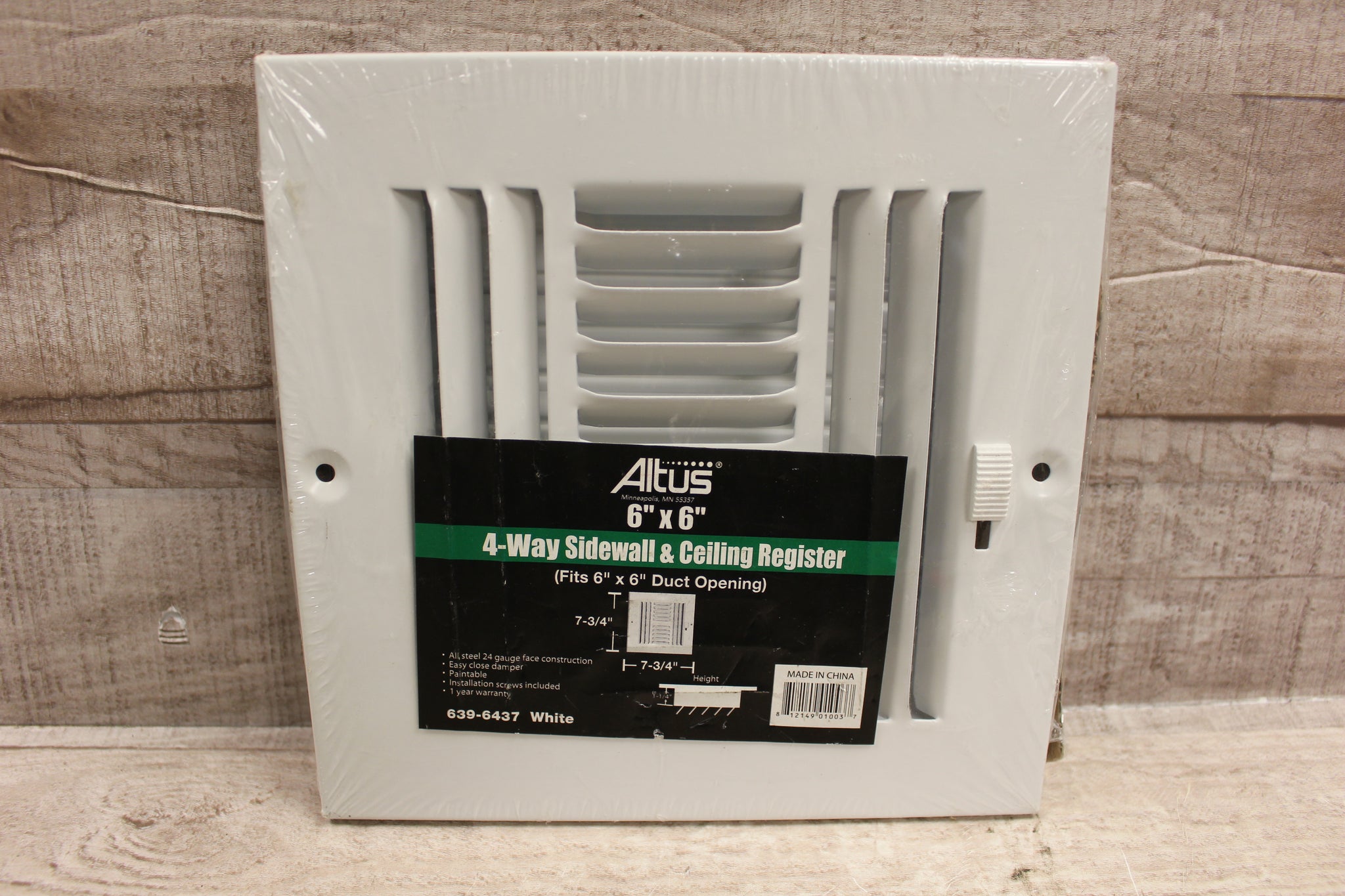 Altus® 6" x 6" 4-Way Sidewall & Ceiling Register White -New – Military ...