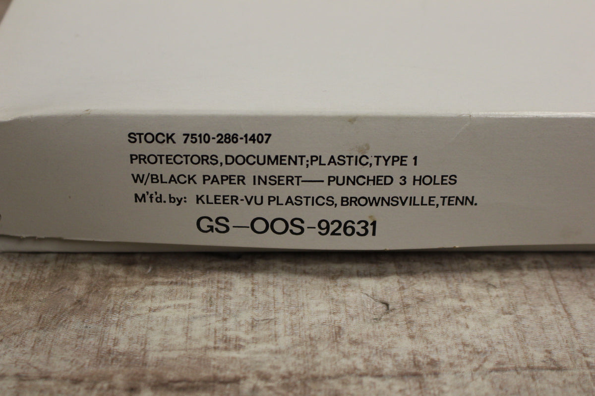 Plastic Document Protectors Type One 11"x9 Pack Of 50 7510-00-286-1407 ...