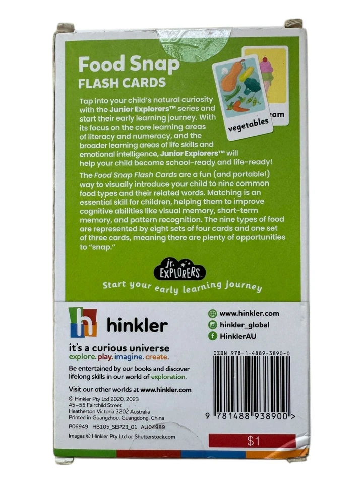 Jr Explorers Food Snap Flash Cards - 35 Cards - Ages 3+ - New ...