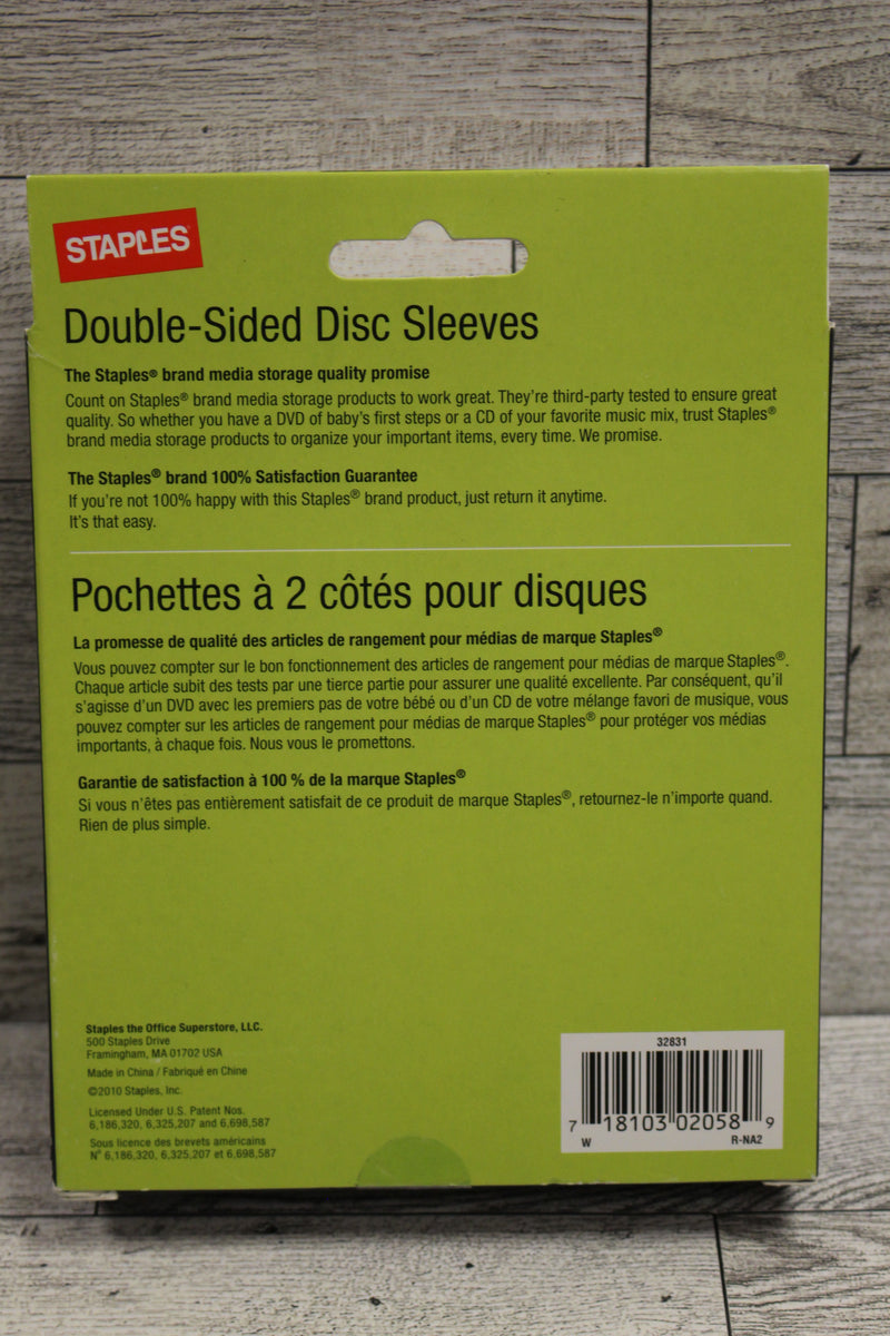 Staples Double Sided Disc Sleeves Pack Of 50 -New – Military Steals and ...
