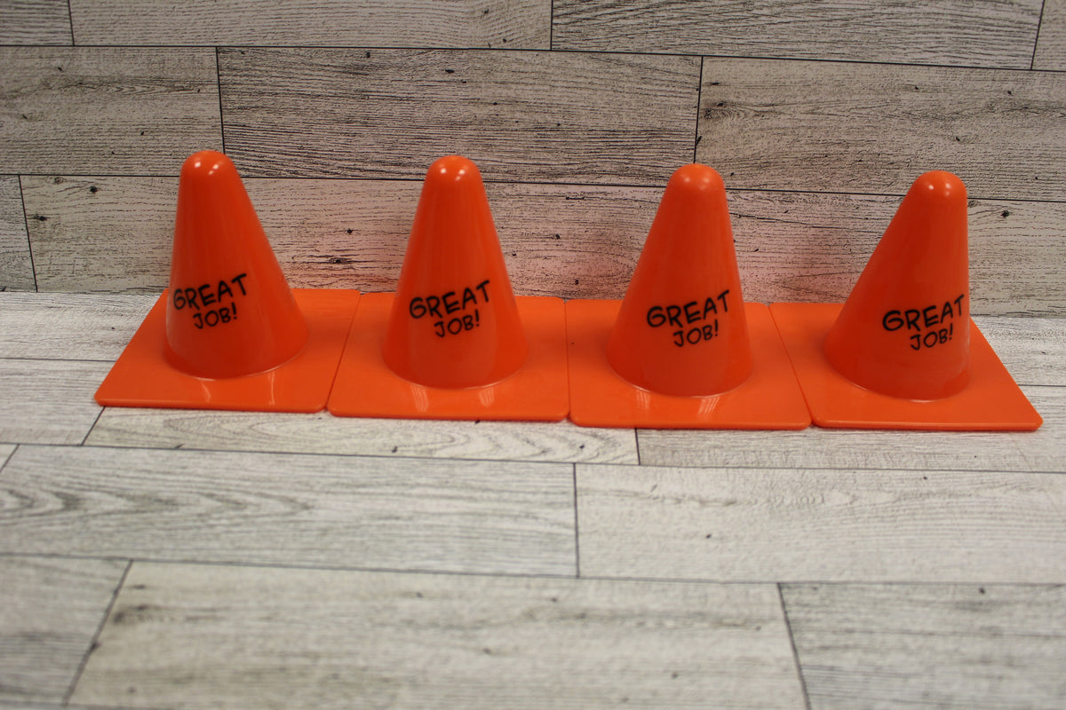 Set Of Four Miniature Rubber Great Job Road Cones For Teacher -New ...