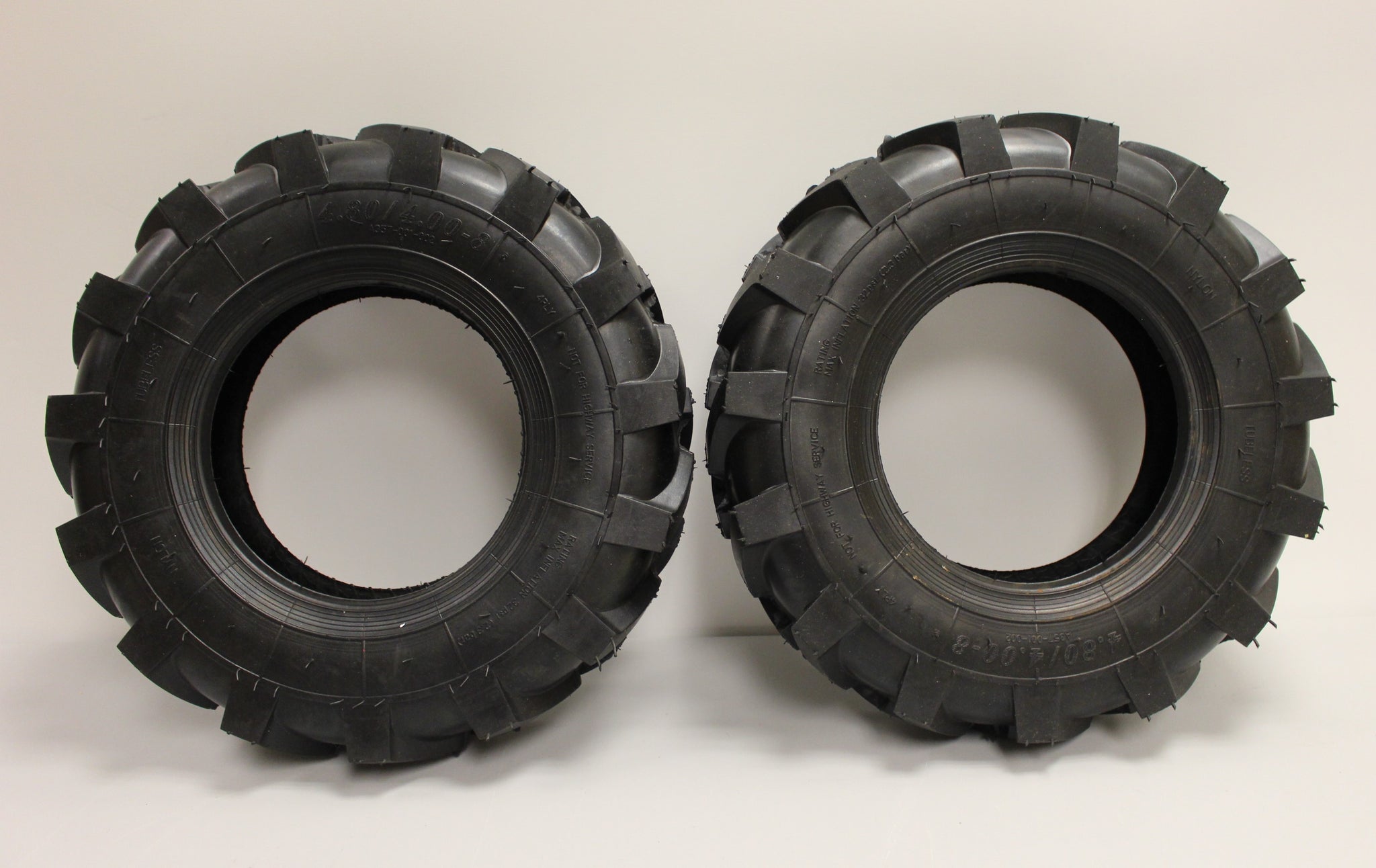Set of 2 4.80/4.00-8 Utility Lawn Garden Tires - 4 Ply - Tubeless - Ne ...