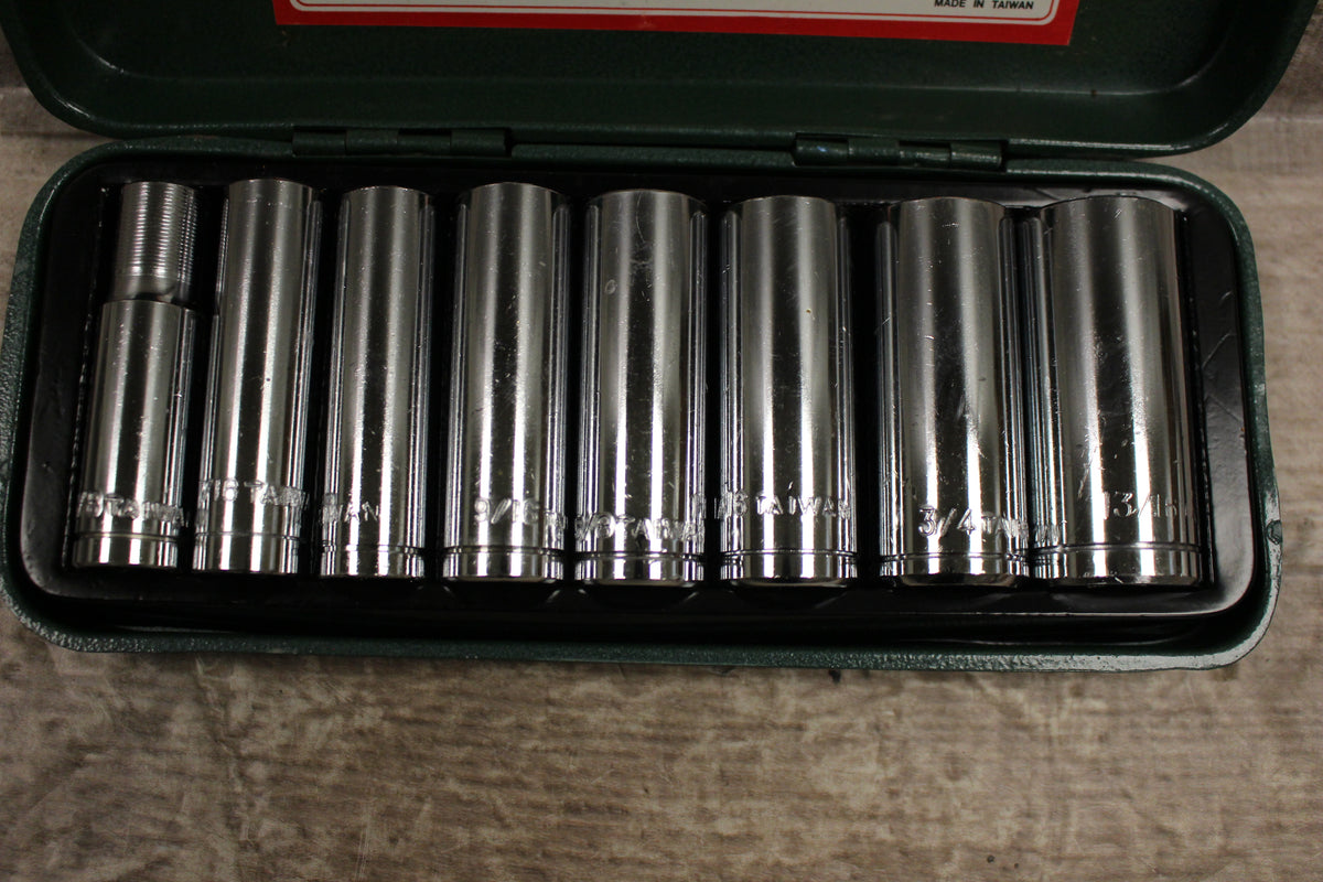 Vintage Ram-Tool 9 pc Deep Wall Socket Wrench Set 3/8" Drive -New ...