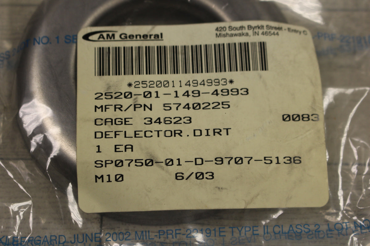Dirt Liquid Deflector Transfer Case - P/N 5740225 - 2520-01-149-4933 ...