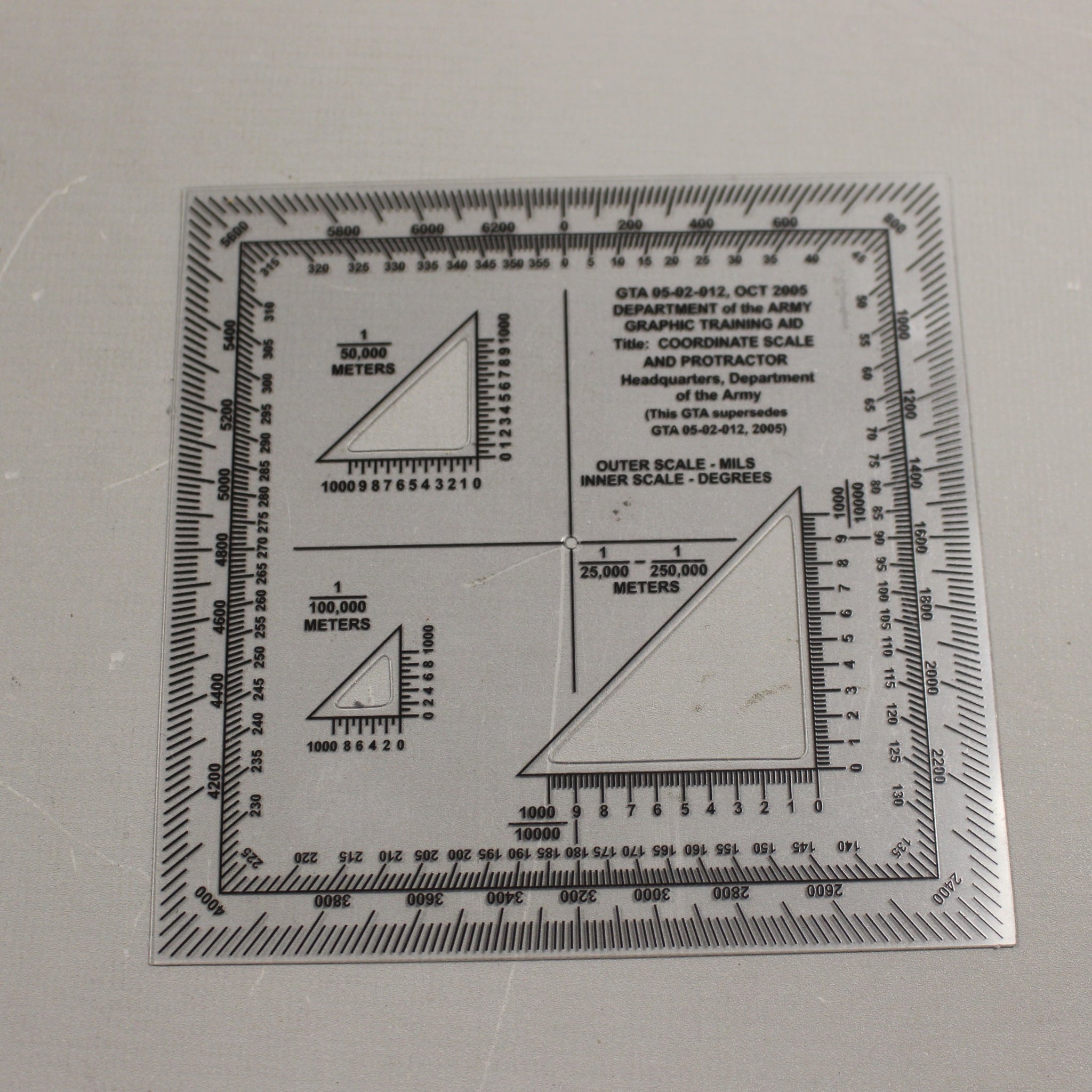 US Army Graphic Training Aid Coordinate Scale and Protractor - GTA 5-2 ...