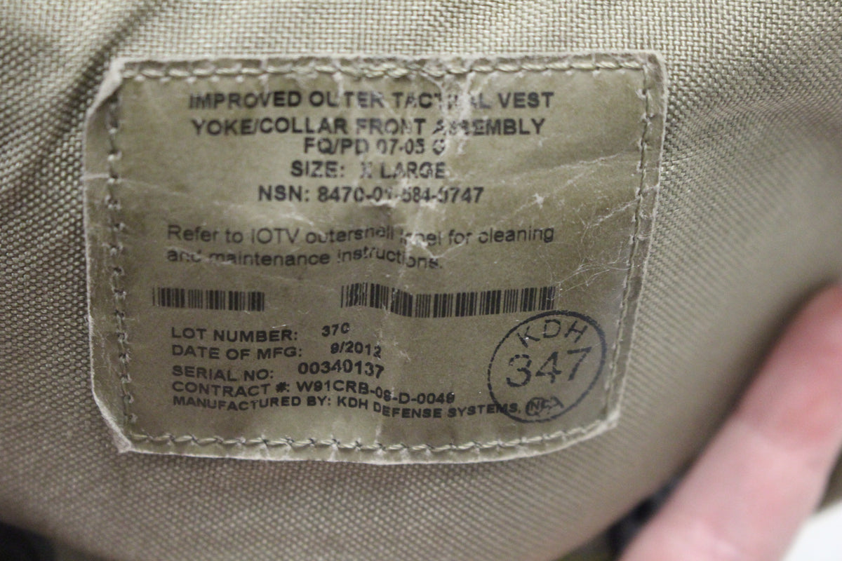 Improved Outer Tactical Vest Yoke / Collar Front Assembly - XLarge - O ...