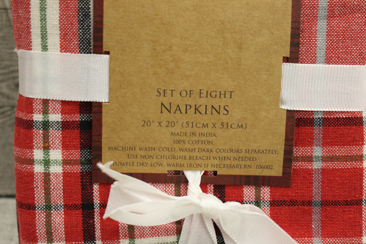 Well Dressed Home Set of 8 Plaid 20"x20" Cloth Napkins - New – Military ...