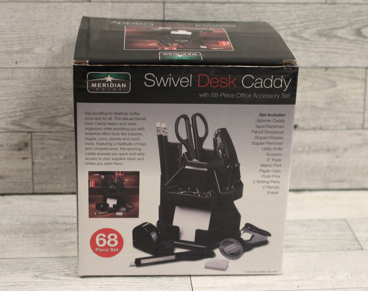 Meridian Swivel Desk Caddy with Office Accessories - Black - New ...