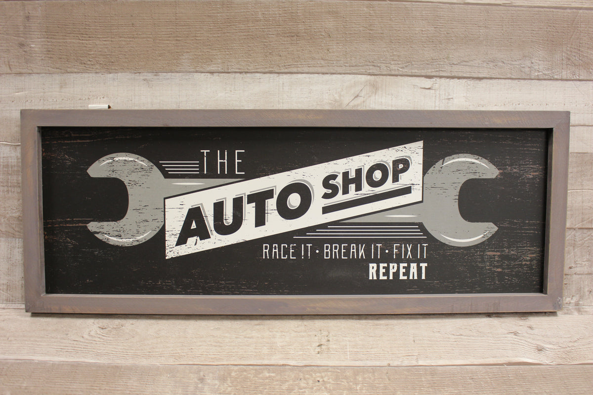 Open Roads Brand The Auto Shop Wooden Sign For Garage -New – Military ...