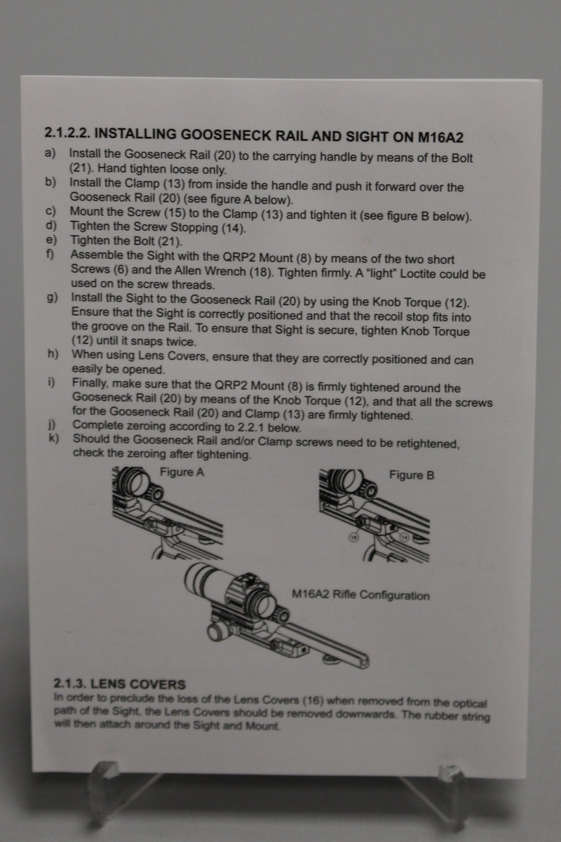 Operator & Maintenance Manual for Aimpoint CompM4s M68 CCO, 1240-01-57 ...