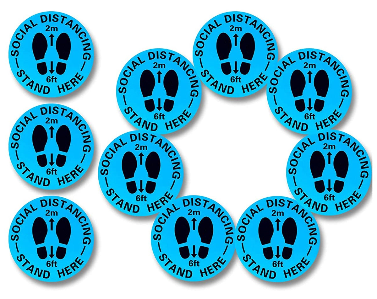 WDC Social Distancing Stand Here Floor Stickers - 10 Pack - 6 Feet - 1 ...