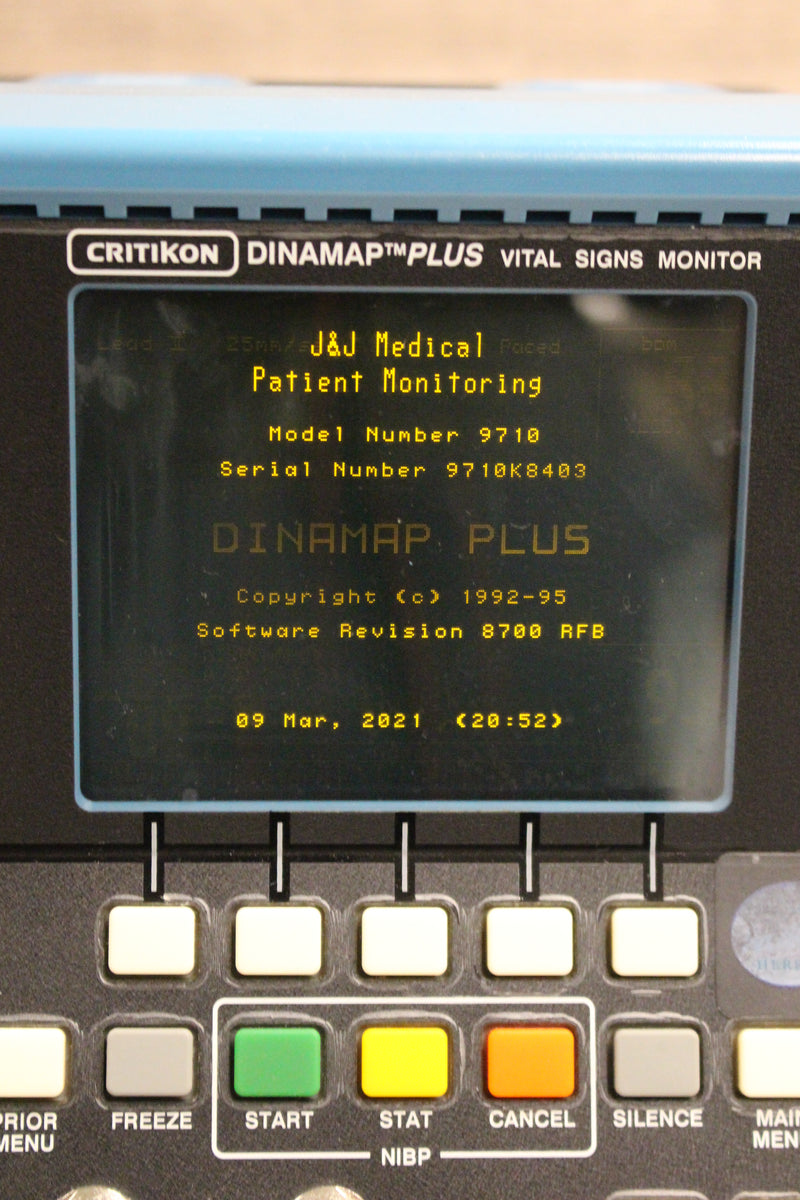 J&J Critikon Dinamap Plus 9710 Medical Patient Monitoring with Printer ...