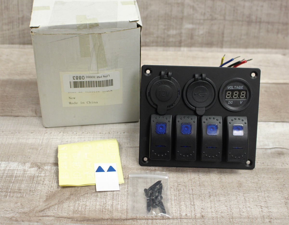 Jiaying Rocker Switch, Aluminum, Panel 4 Gang Toggle Switches with DC ...