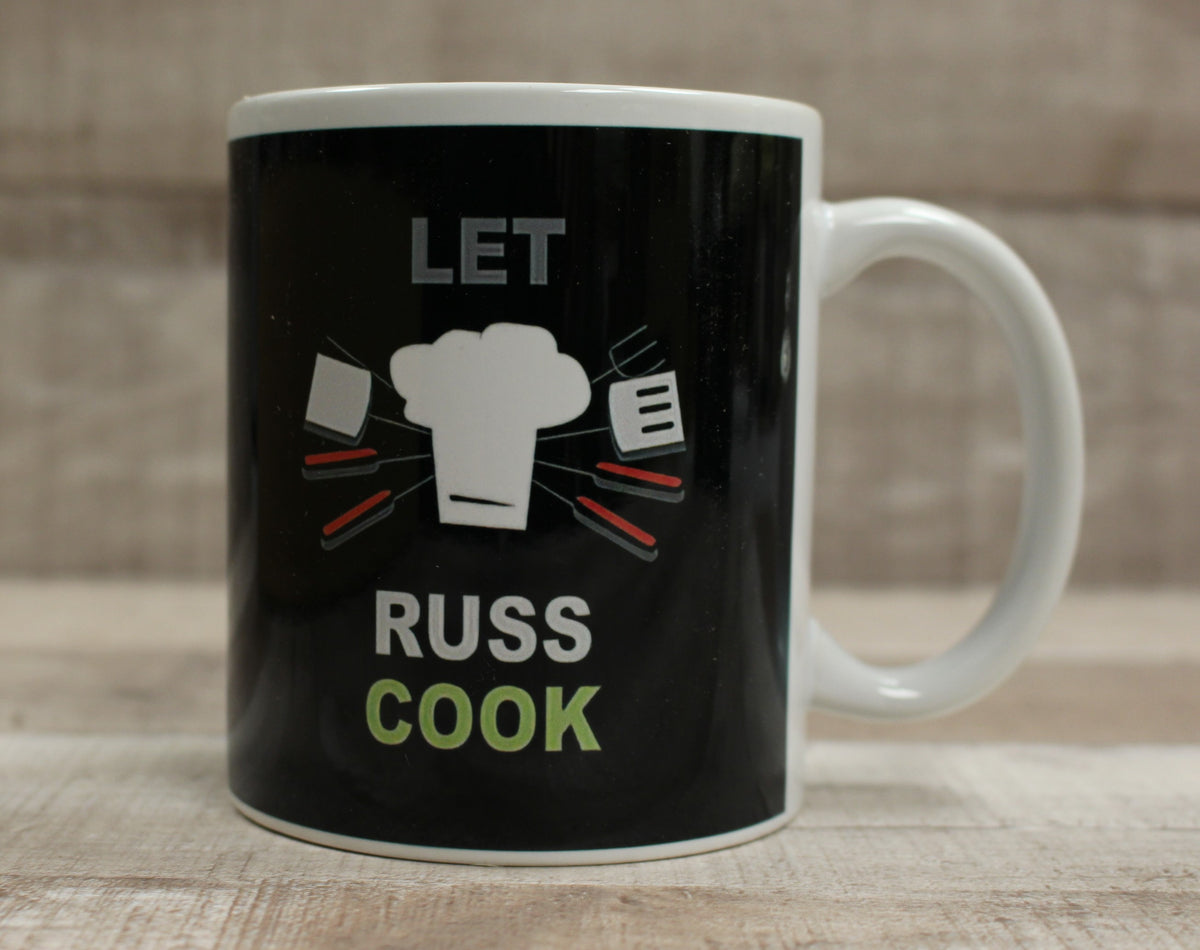 Let Russ Cook Coffee Cup Mug - Chef BBQ Cooking -New – Military Steals ...