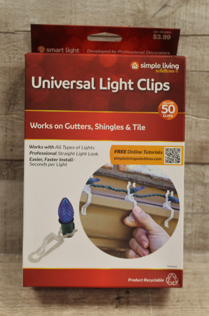 Universal Christmas Light Clips - 50 Clips - Works on Gutters, Shingle ...