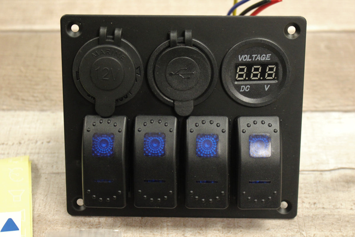 Jiaying Rocker Switch, Aluminum, Panel 4 Gang Toggle Switches with DC ...